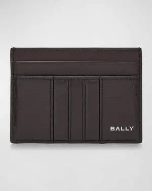 Bally Mythos Leather Card Holder Ebano 21 Palladio