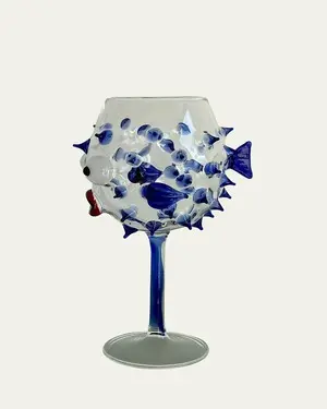 MASSIMO LUNARDON Pufferfish Wine Goblet - Blue