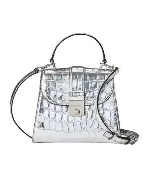 Veronica Beard Croc-embossed Crest Lock Satchel