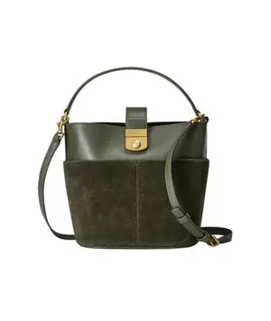 Veronica Beard Small Suede Crest Lock Bucket Bag
