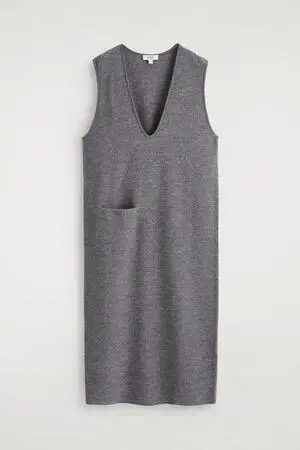Cos Boiled-wool Midi Dress - Gray