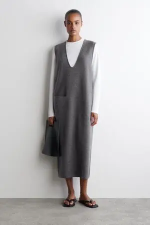 Cos Boiled-wool Midi Dress - Gray