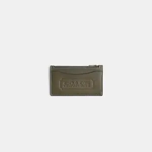 COACH® Restored Zip Card Case With Badge - Army Green