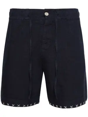 THE ELDER STATESMAN Contrasting-stitch Linen Shorts
