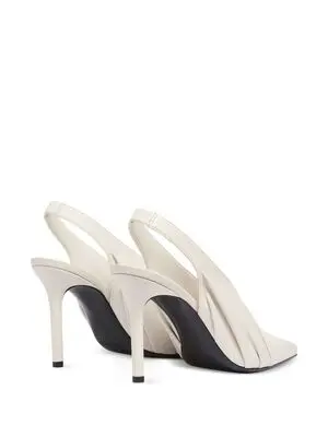 COURREGES Draped Faux Leather Slingback Pumps - White