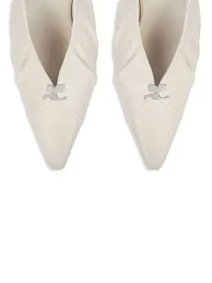 COURREGES Draped Faux Leather Slingback Pumps - White