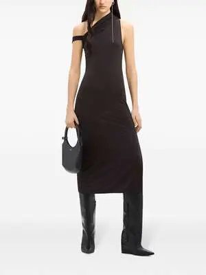 COURREGES Houndstooth Twist Midi Dress