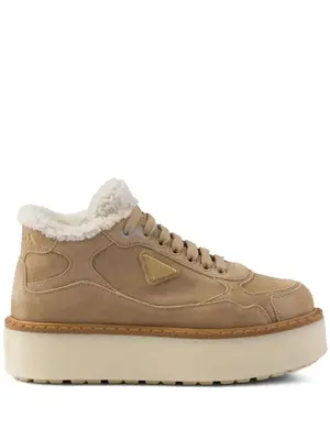 Prada Suede Mid-top Sneakers - Neutrals