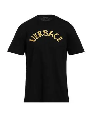 Versace Man T-shirt White Size S Cotton, Viscose, Polyester Black