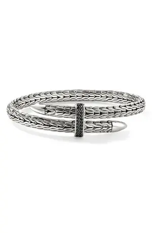 John Hardy Spear Flex Cuff - Silver/ Black