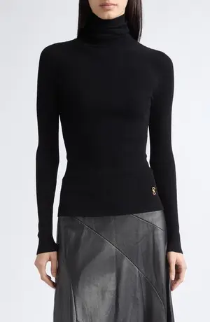 Proenza Schouler Longline Ribbed Turtleneck Top - Black