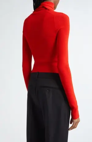 Proenza Schouler Longline Ribbed Turtleneck Top - Red