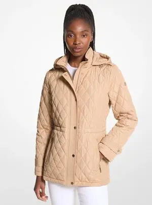 Michael Kors Women's Faux Fur Trim Quilted Puffer Jackets