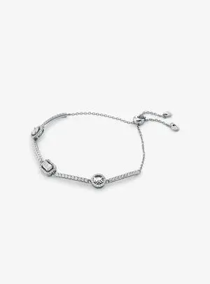 Michael Kors Pavé Precious Metal-plated Sterling Bracelet - Silver