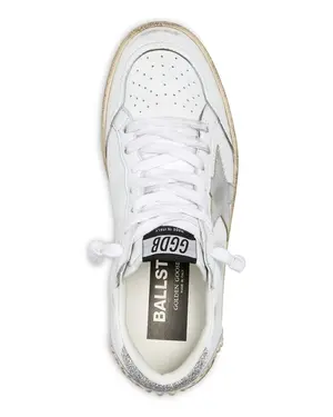 GOLDEN GOOSE Ball Star Embellished Low Top Sneakers - White/silver