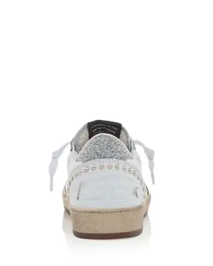 GOLDEN GOOSE Ball Star Embellished Low Top Sneakers - White/silver