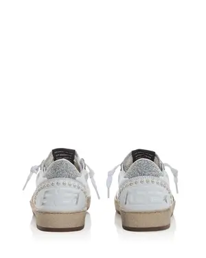GOLDEN GOOSE Ball Star Embellished Low Top Sneakers - White/silver