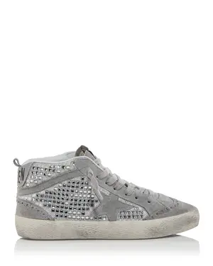 GOLDEN GOOSE Mid Star Embellished Mid Top Sneakers - Silver