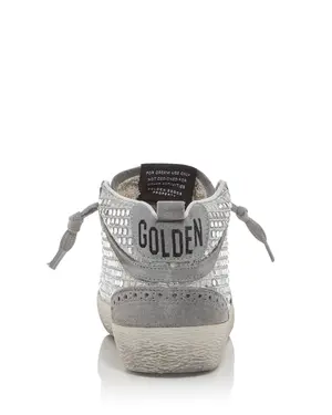 GOLDEN GOOSE Mid Star Embellished Mid Top Sneakers - Silver