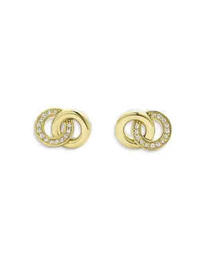 Lagos 18k Yellow & Sterling Silver Diamond Interlocking Stud Earrings - Gold