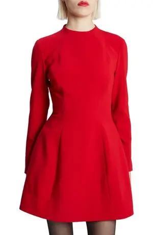 Bardot Delphi Long Sleeve Mini Dress - Deep Red