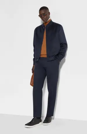 Zegna Oasi Cashmere Elements Water Repellent Bomber Jacket - Navy
