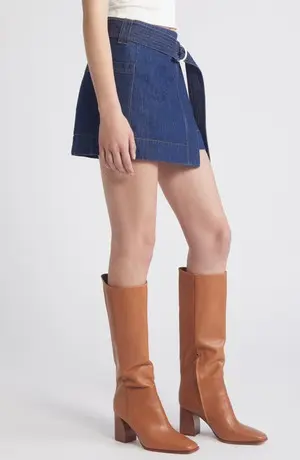 Rails Deanna Belted Denim Wrap Miniskirt