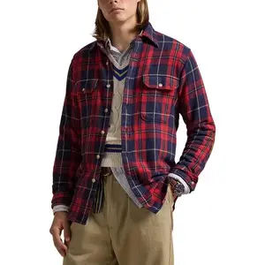 Ralph Lauren Plaid Flannel Elbow Patch Button-up Overshirt