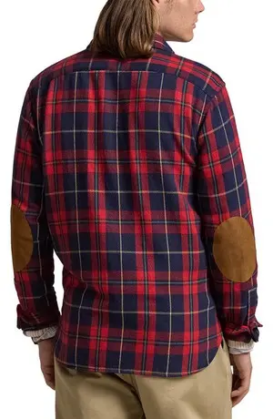 Ralph Lauren Plaid Flannel Elbow Patch Button-up Overshirt
