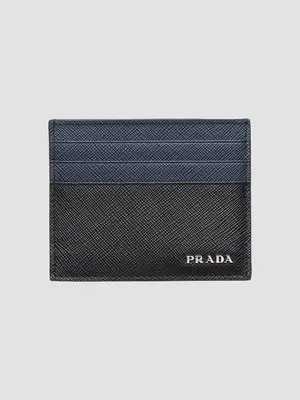 Prada Saffiano Leather Card Holder - Black