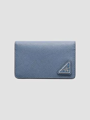 Prada Saffiano Leather Card Holder Blue