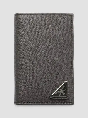 Prada Saffiano Leather Card Holder Grey