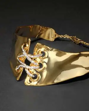 Alexis Bittar Solanales Crystal Lace Up Collar Necklace - Gold
