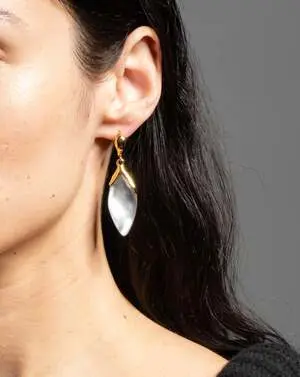 Alexis Bittar Alexis Bittar Luminous Lucite Petal Leverback Earrings Pewter