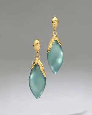 Alexis Bittar Alexis Bittar Luminous Lucite Petal Leverback Earrings Teal Blue
