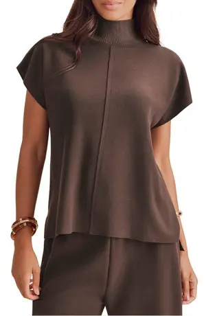 Splendid Winslow Mock Neck Pullover - Java Brown