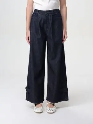 Emporio Armani Wide Leg Jeans With Button Detailed Cuffs
