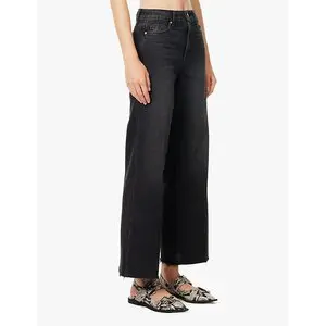 Paige Anessa Wide-leg Jeans - Viper Black Distressed