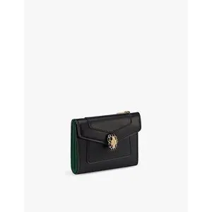 BVLGARI Serpenti Forever Compact Leather Wallet - Black