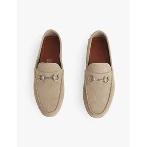Gucci Monogram-pattern Leather Loafers - Oatmeal
