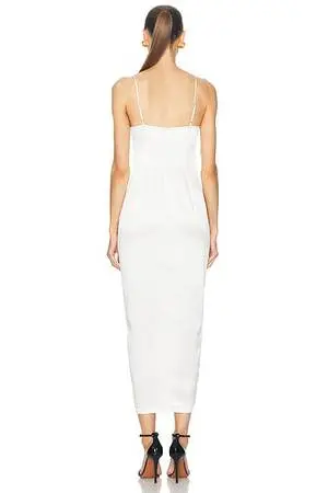 FLEUR DU MAL Silk Maxi Dress With Lace Cups