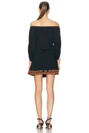Rabanne Off The Shoulder Pleated Sleeves Dress