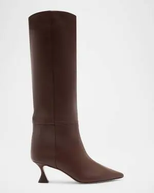 ALEXANDRE BIRMAN Alexandre Birman Brena Leather Knee Boots - Rich Brown