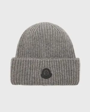 Moncler Moncler Ribbed Cashmere Beanie Charcoal