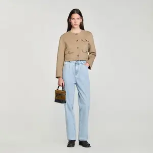 Sandro Cropped Double-breasted Jacket - Beige