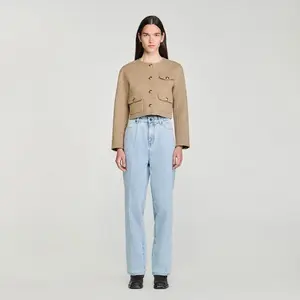 Sandro Cropped Double-breasted Jacket - Beige