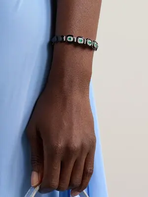 Nikos Koulis Oui 18-karat White Emerald, Diamond And Enamel Bangle