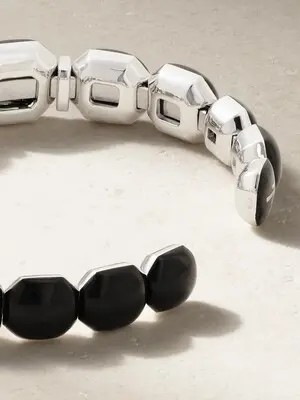 Nikos Koulis Oui 18-karat White Emerald, Diamond And Enamel Bangle