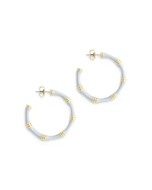 ANABEL ARAM Enamel Bamboo Shaped Hoop Earrings - Blue
