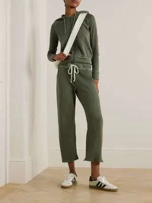 JAMES PERSE Cropped French Cotton-terry Sweatpants